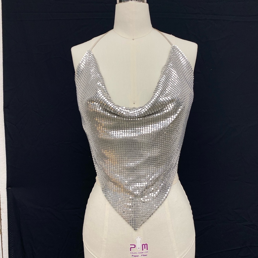 Silver Chainmail Halter Top - Gem